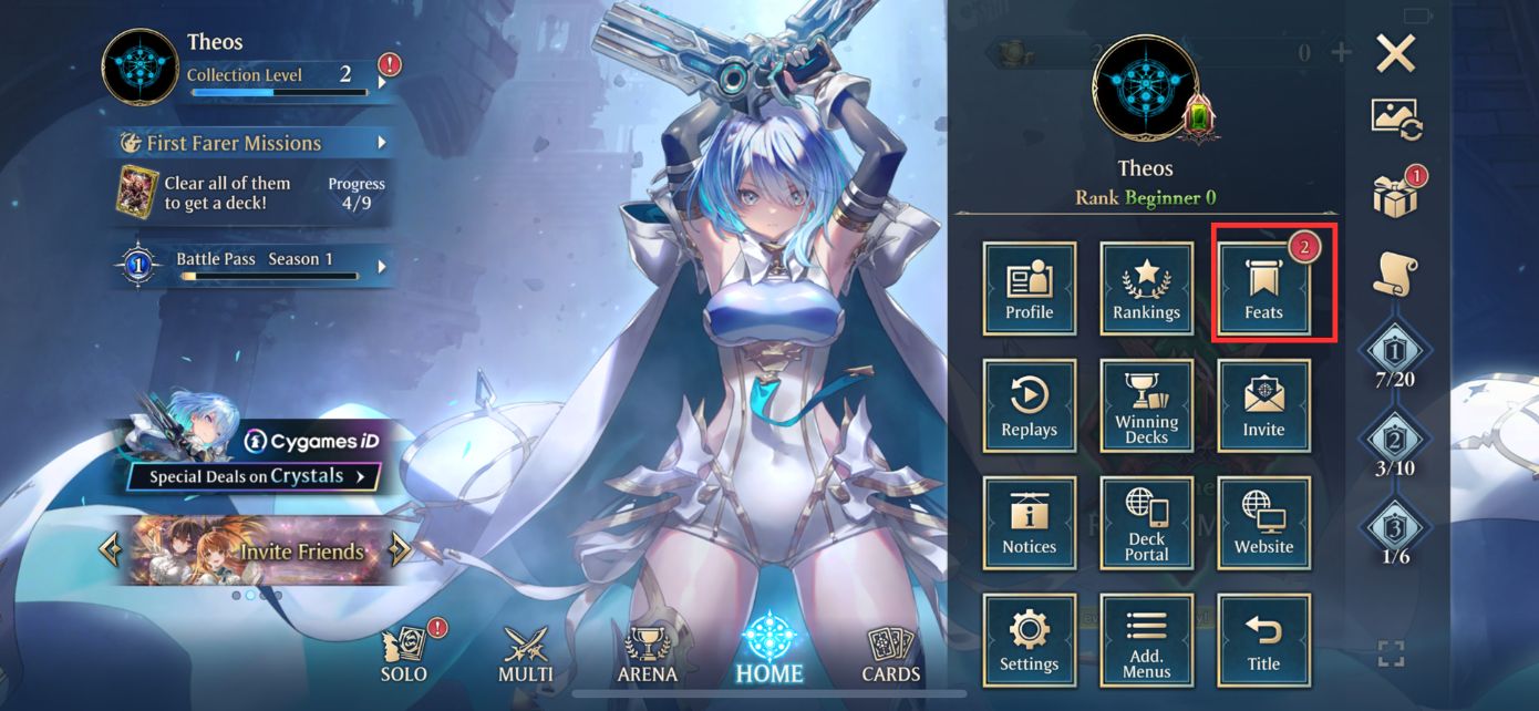 Feats: All Achievments and Rewards - Shadowverse: Worlds Beyond